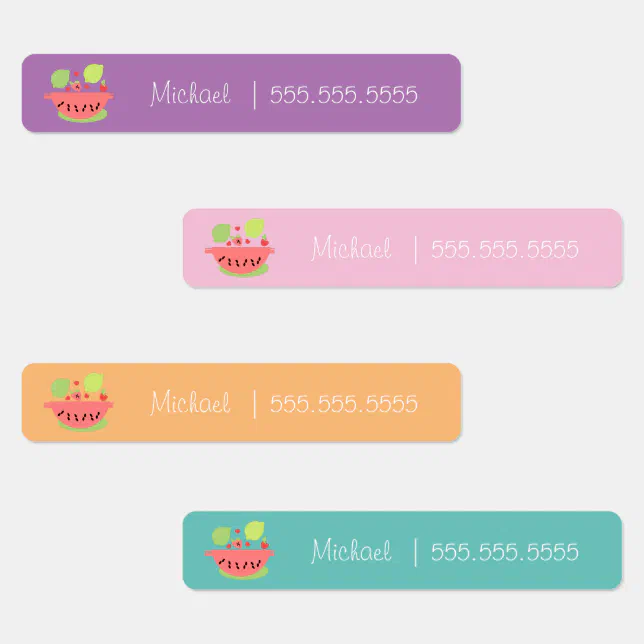 Watermelon Fruit School Class Lunch Name Number Labels | Zazzle