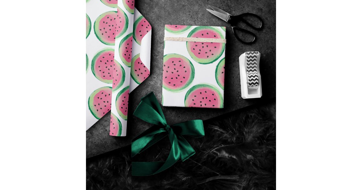 Watermelon Fun | Summer Fruit Watercolor Treat Wrapping Paper | Zazzle