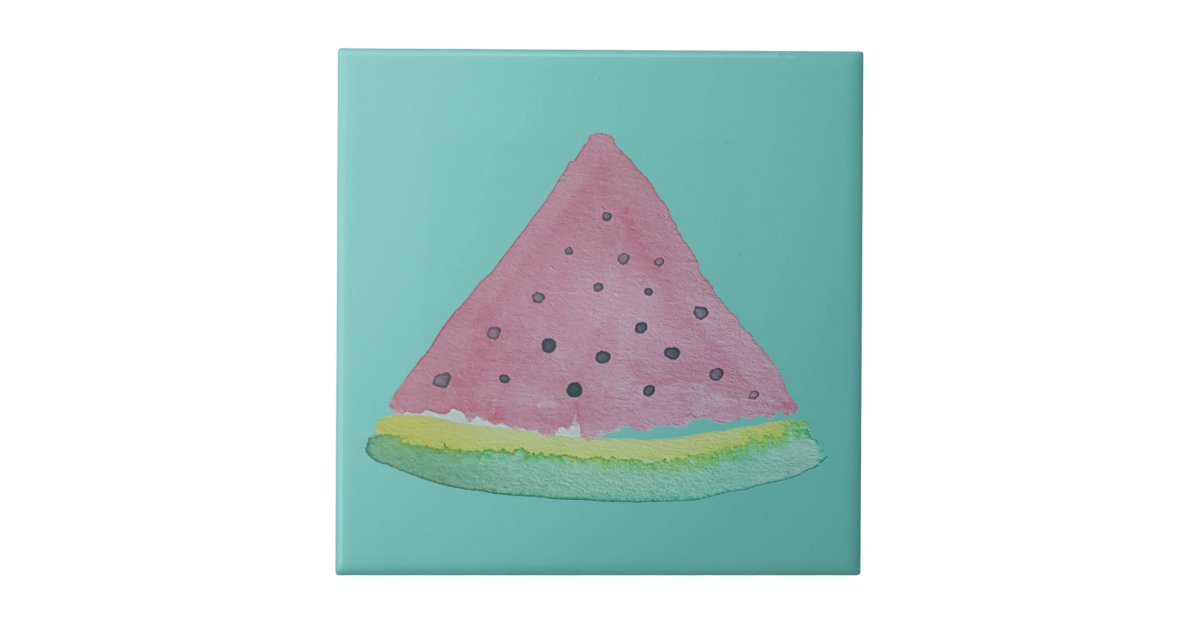 Watermelon Illustration Watercolor Hand-painted Ceramic Tile | Zazzle