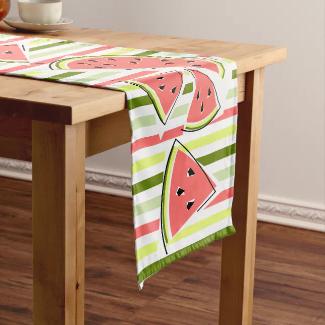 Watermelon Line Stripe Thin table runner | Zazzle