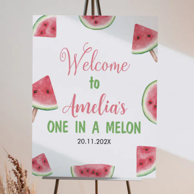 Watermelon One In A Melon Birthday Welcome Sign | Zazzle