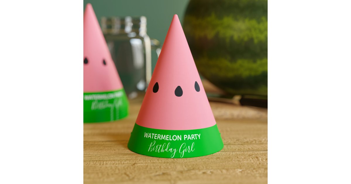 Watermelon Party Birthday Girl Pink Paper Hat | Zazzle