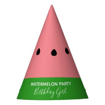 Watermelon Party Birthday Girl Pink Paper Hat | Zazzle