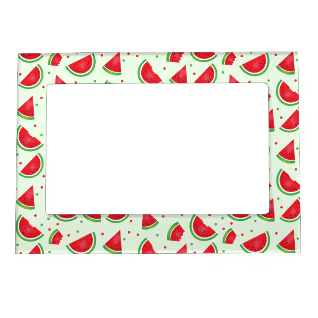 Watermelon Pattern Summertime Fun Melon Fruit Magnetic Frame | Zazzle
