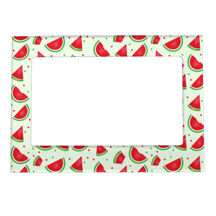 Watermelon Pattern Summertime Fun Melon Fruit Magnetic Frame | Zazzle