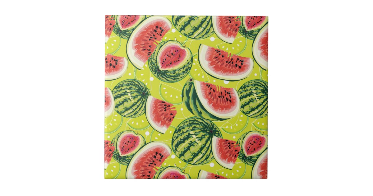 Watermelon Pattern Tile | Zazzle