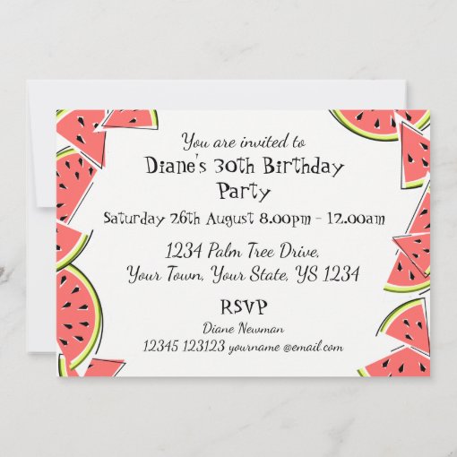 Watermelon Pieces Party invitation | Zazzle