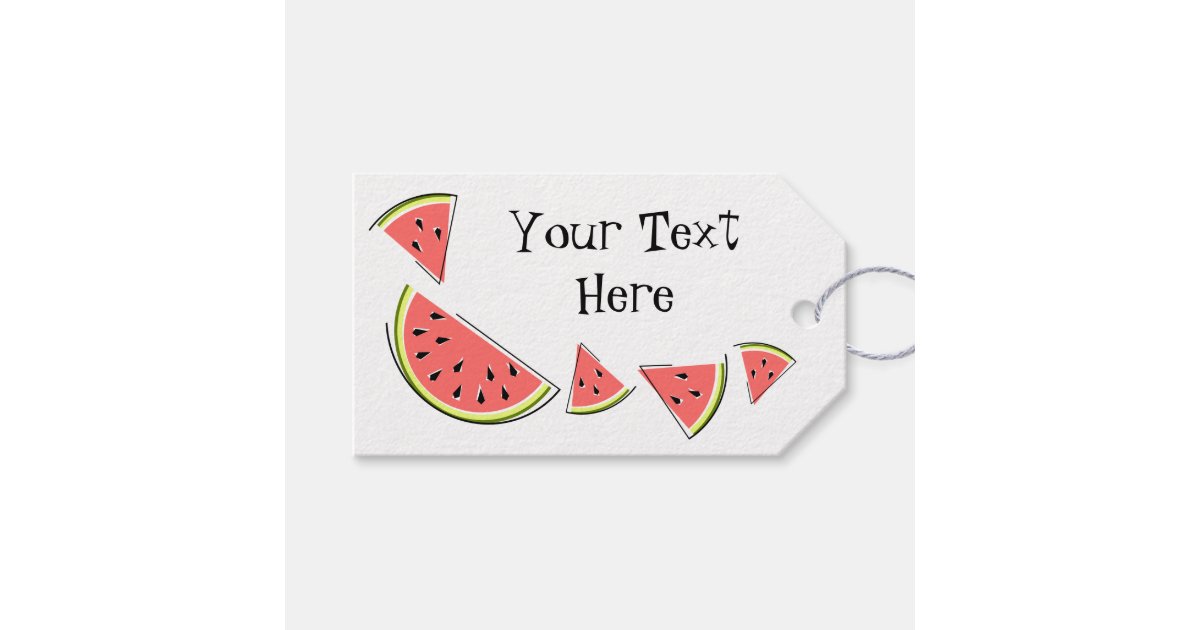 Watermelon Pieces Side Text front back gift tag | Zazzle