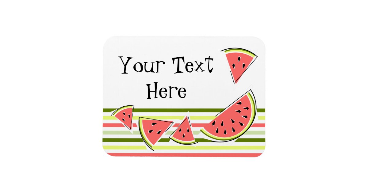 Watermelon Pieces Stripe Thin Text Magnet | Zazzle