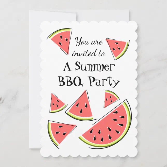 Watermelon Pieces Summer BBQ invitation vertical | Zazzle