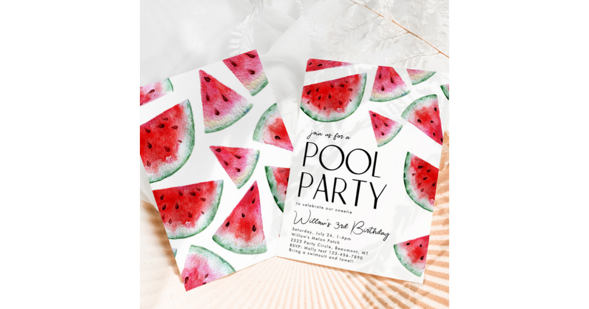 Watermelon Pool Party Birthday Invitation | Zazzle