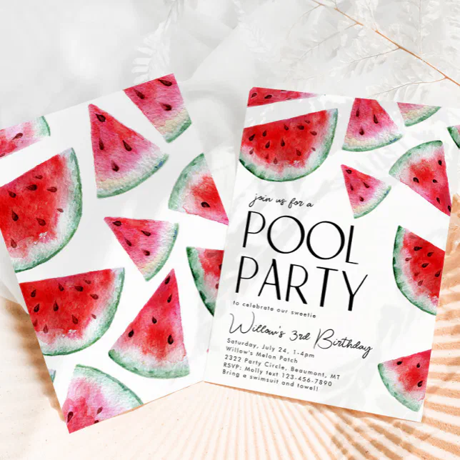 Watermelon Pool Party Birthday Invitation | Zazzle