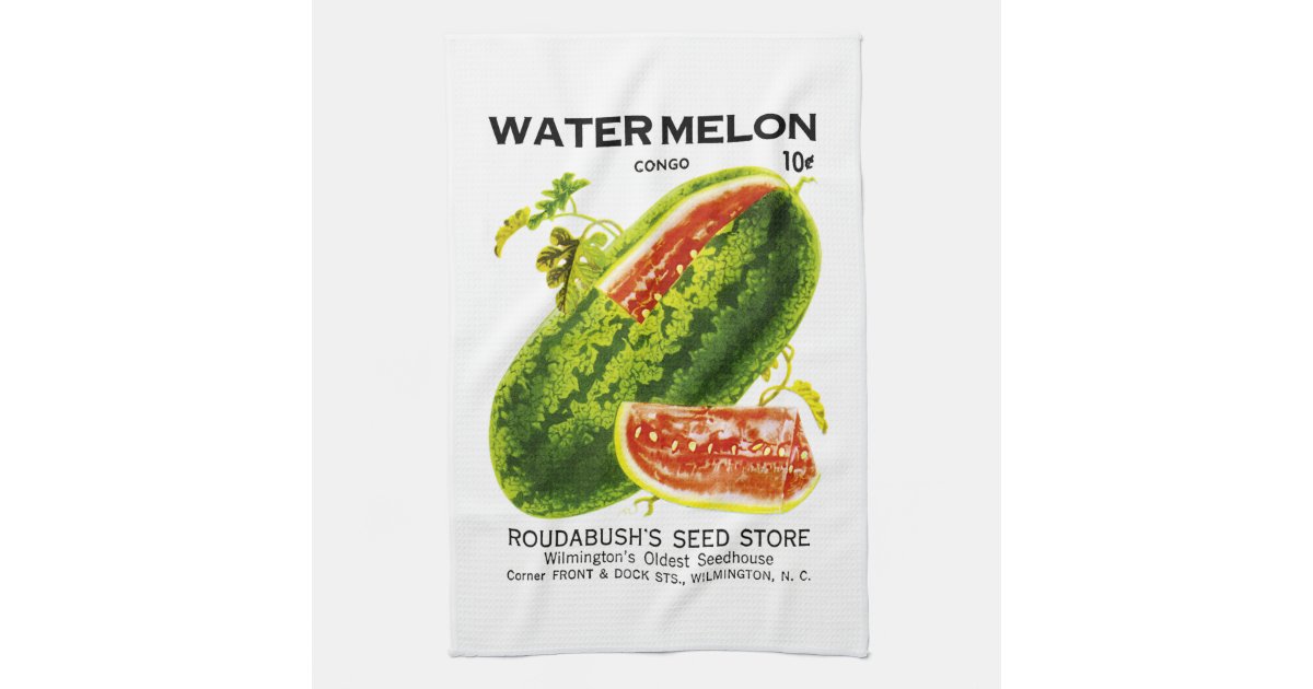 Watermelon Seed Packet Label Kitchen Towel | Zazzle