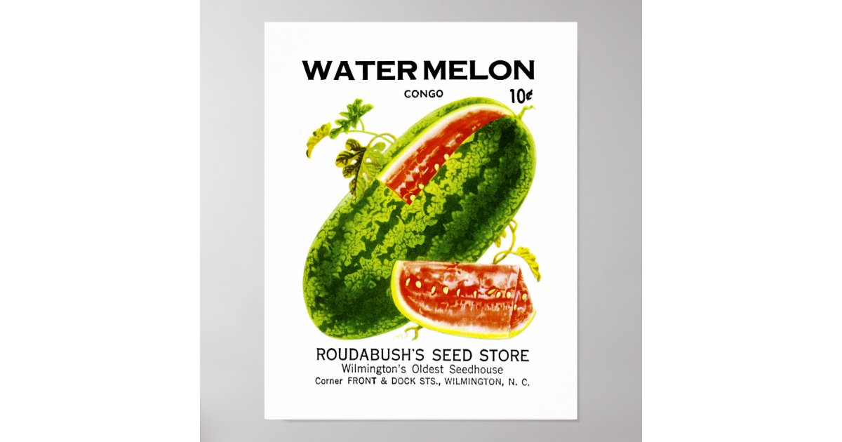 Watermelon Seed Packet Label Poster | Zazzle