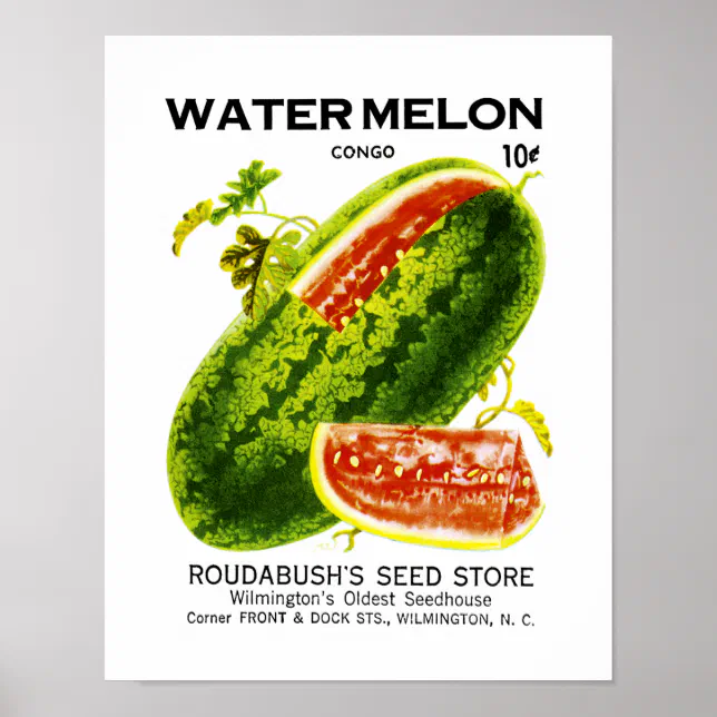 Watermelon Seed Packet Label Poster | Zazzle