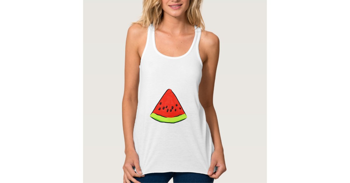 Watermelon Slice Art Drawing Watermelon Red Green Tank Top | Zazzle