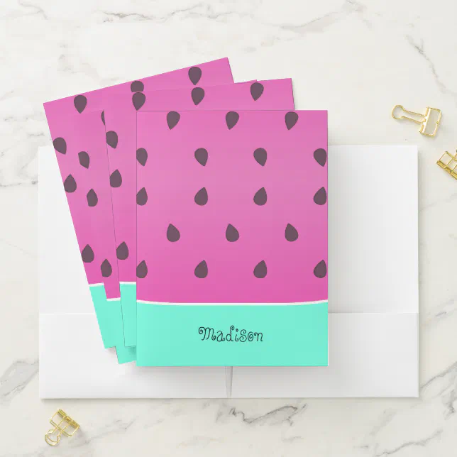 Watermelon Slice | Personalized Pocket Folder | Zazzle