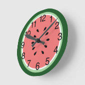 Watermelon Slice Round Clock | Zazzle