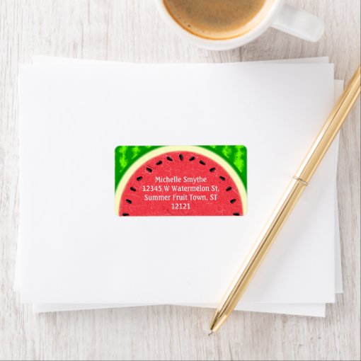 Watermelon Slice Summer Fruit with Rind Label | Zazzle