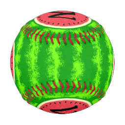 Watermelon Slice Summer Fruit with Rind Monogram Baseball | Zazzle