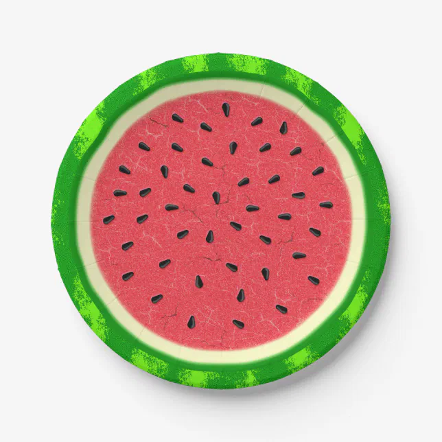 Watermelon Slice Summer Fruit with Rind Paper Plates | Zazzle