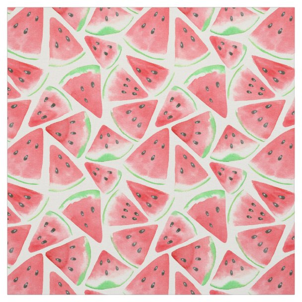 Watercolor Watermelon Pattern Fabric | Zazzle