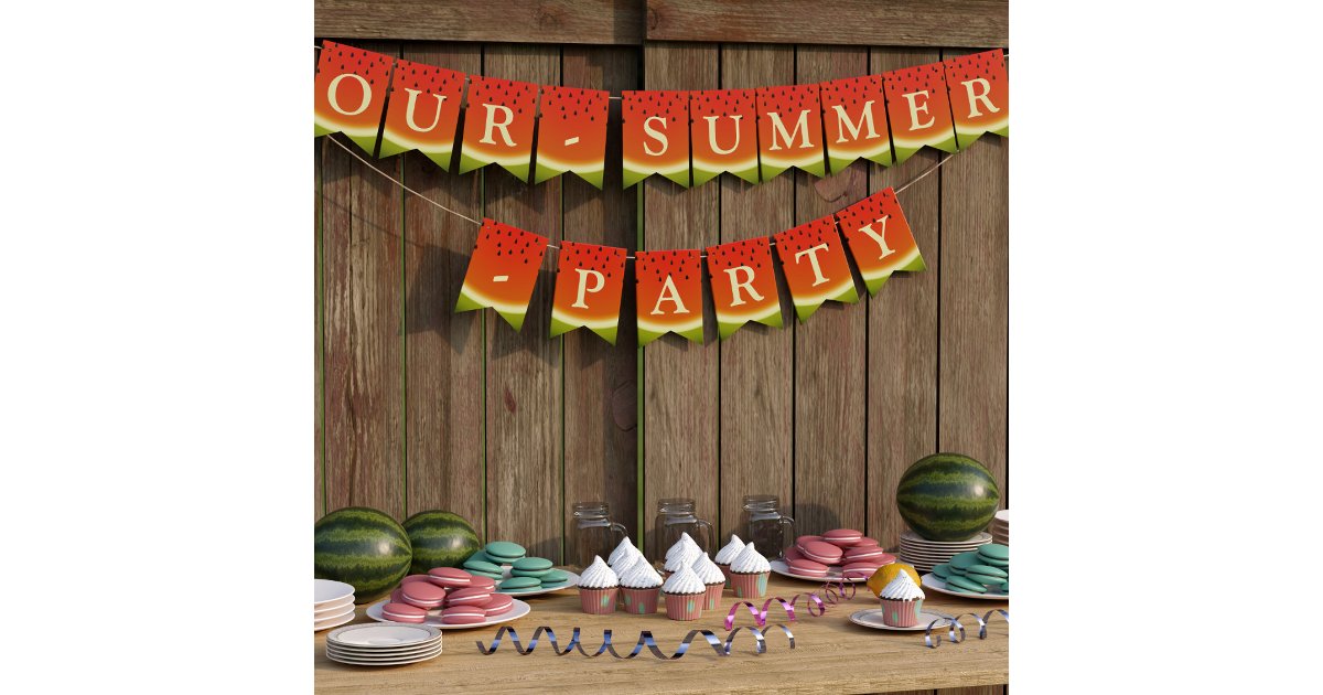 Watermelon Slices Personalized Summer Party Bunting Flags | Zazzle
