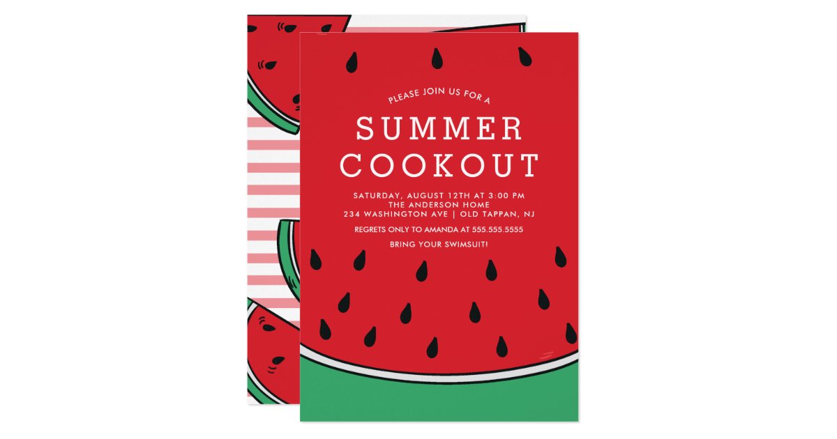 Watermelon Summer Cookout Invitation | Zazzle.com