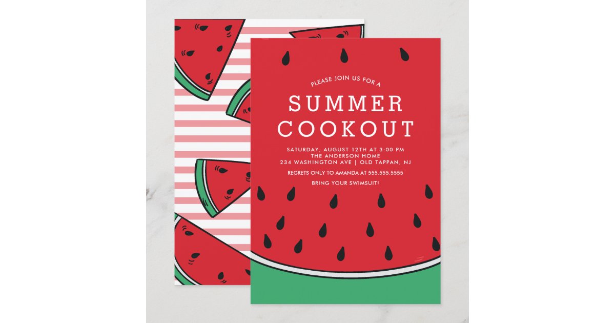 Watermelon Summer Cookout Invitation | Zazzle