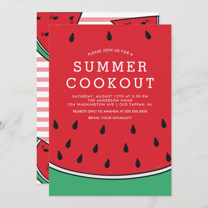Watermelon Summer Cookout Invitation | Zazzle.com