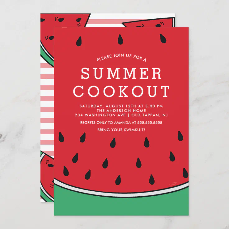 Watermelon Summer Cookout Invitation | Zazzle