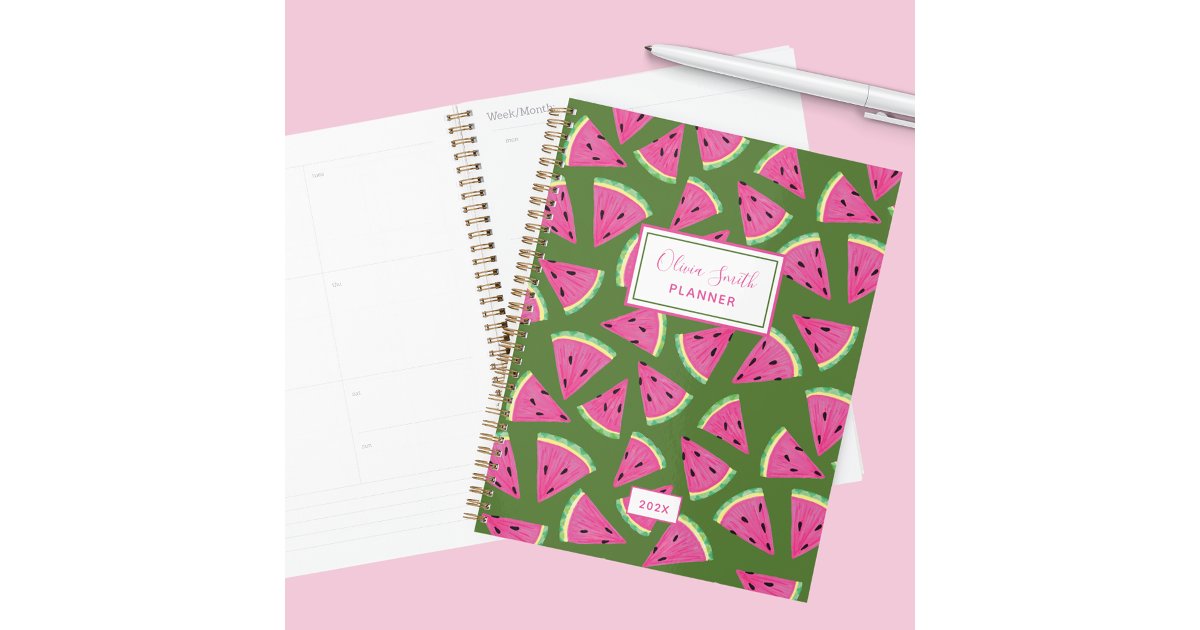 Watermelon Summer Fruit pattern Planner | Zazzle