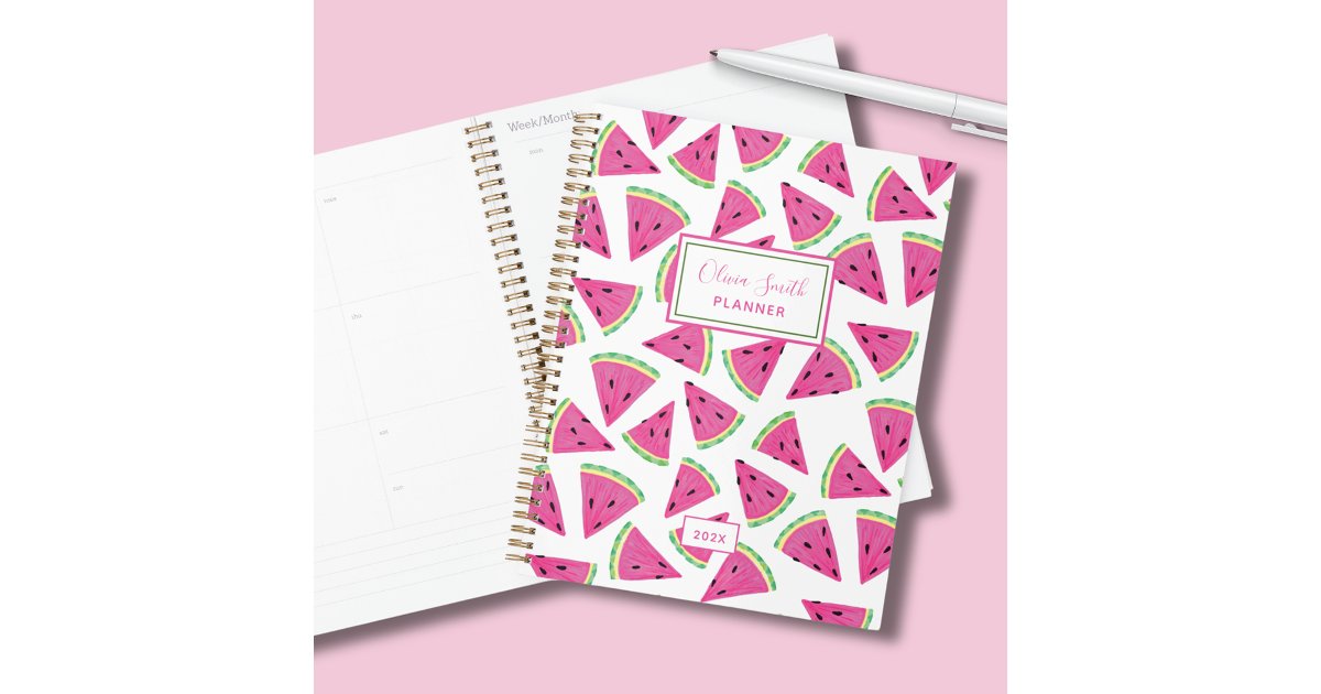 Watermelon Summer Fruit pattern Planner | Zazzle