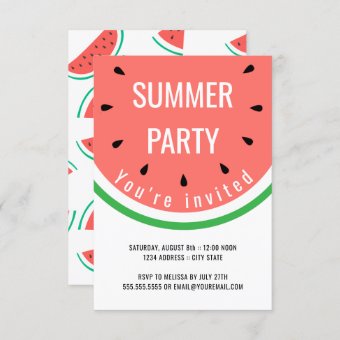 watermelon summer party invitation | Zazzle