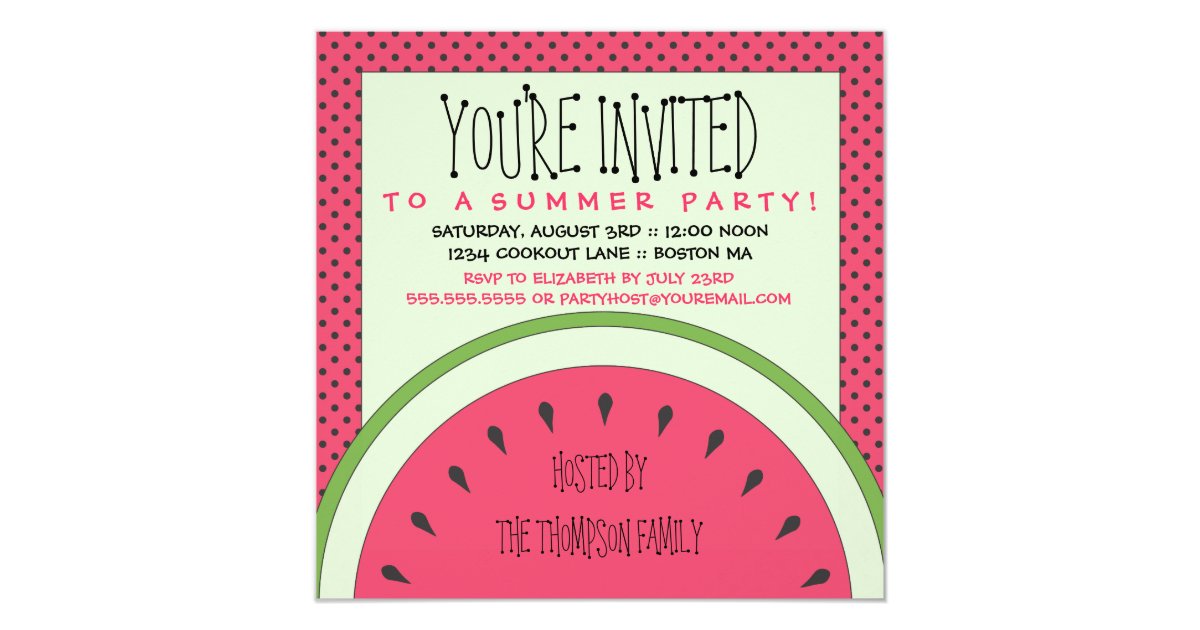 Watermelon Summer Party Invitation | Zazzle.com