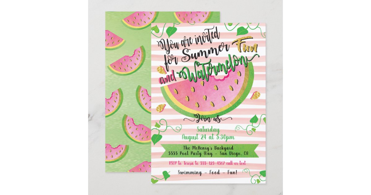 Watermelon Summer Party invitation | Zazzle
