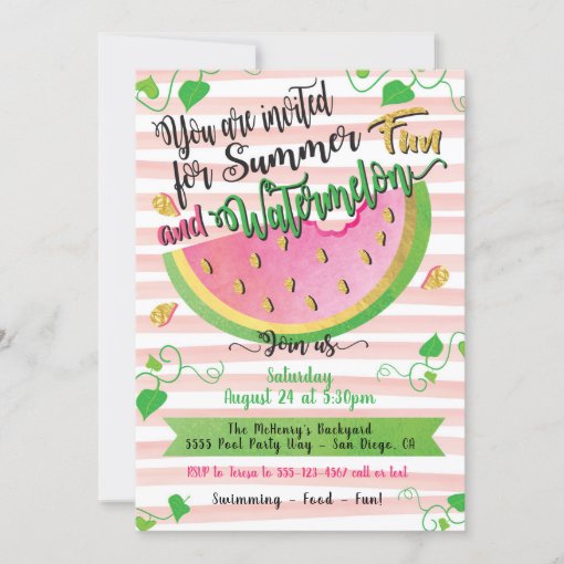 Watermelon Summer Party invitation | Zazzle