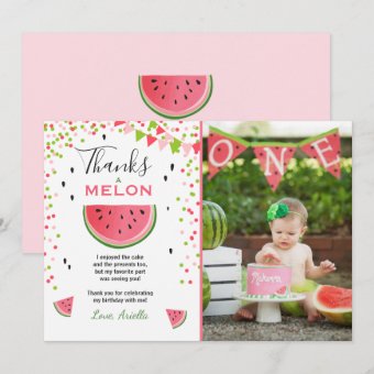 Watermelon Thank You Card One in a melon Summer | Zazzle