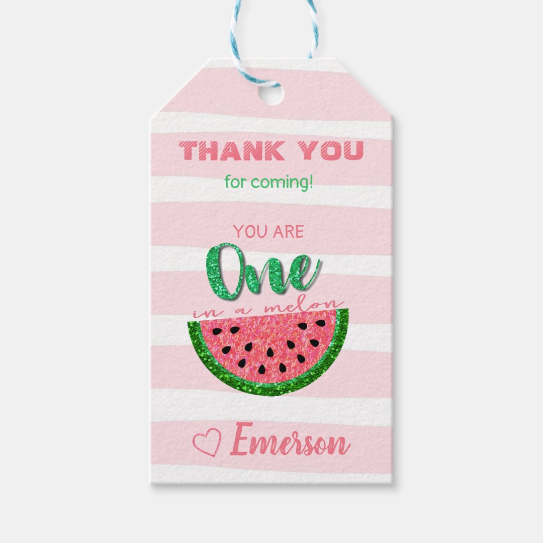 Watermelon Thank You favor Tag, One in a melon Gift Tags | Zazzle