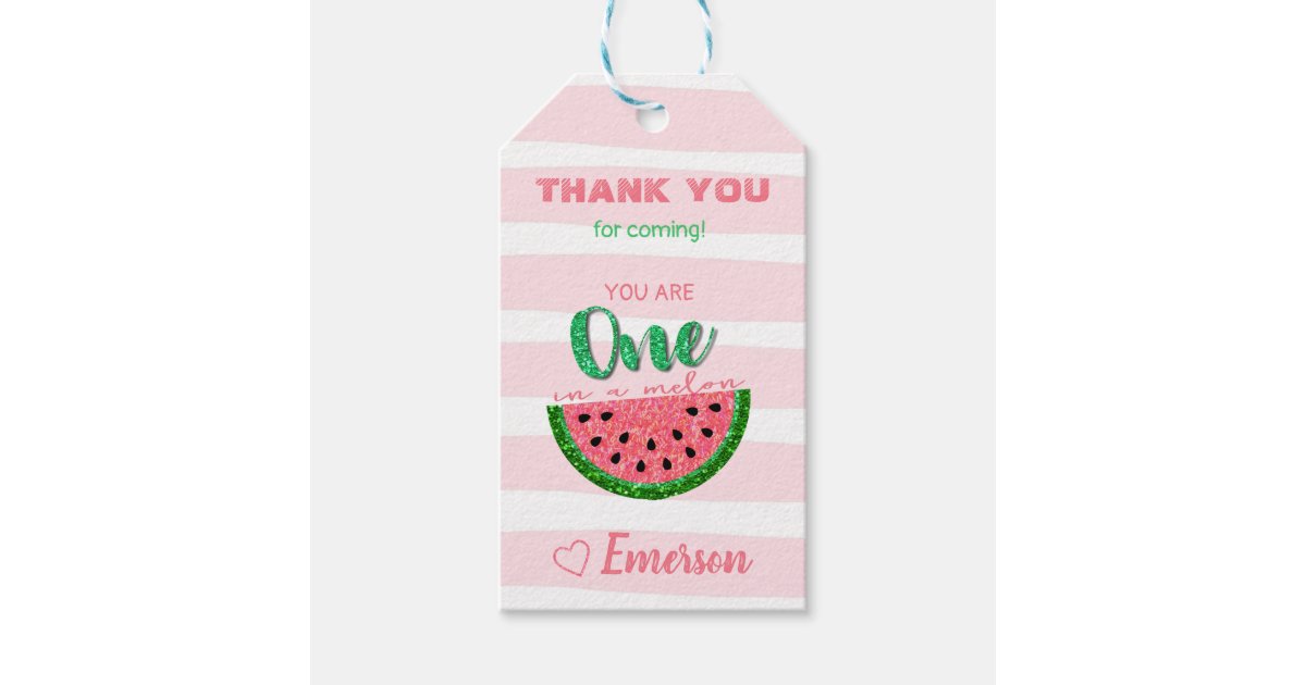 Watermelon Thank You favor Tag, One in a melon Gift Tags | Zazzle