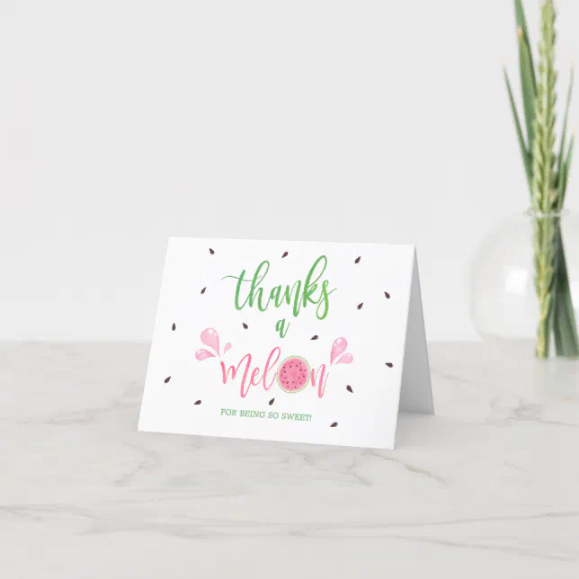Watermelon Thanks a Melon Thank You Card | Zazzle