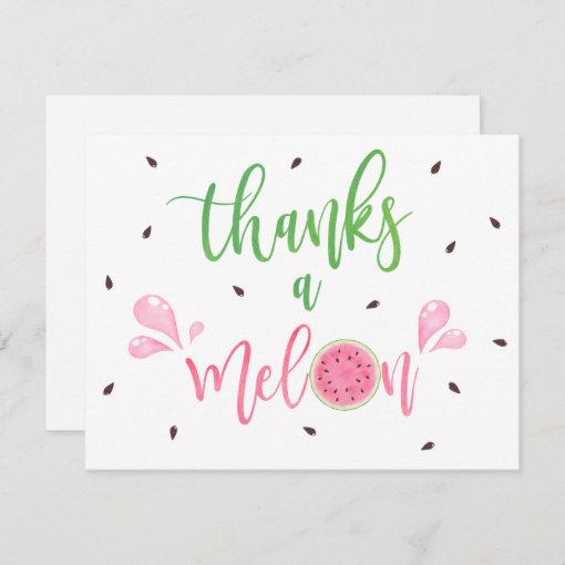 Watermelon Thanks a Melon Thank You Card | Zazzle