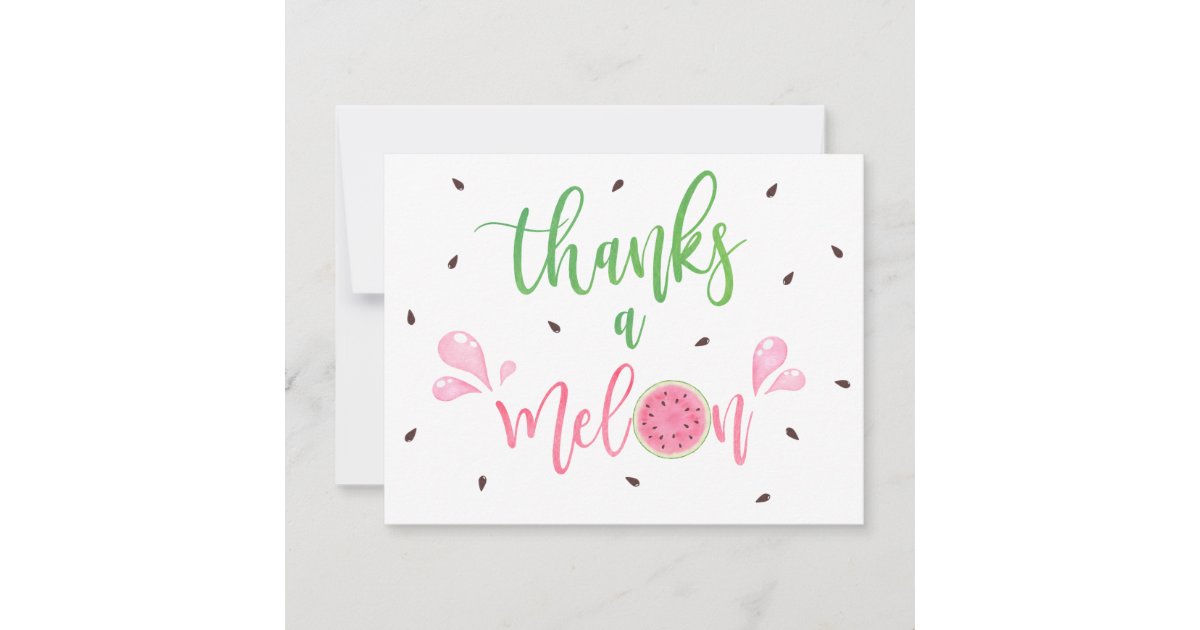 Watermelon Thanks a Melon Thank You Card | Zazzle