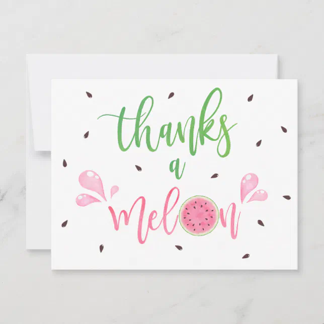 Watermelon Thanks a Melon Thank You Card | Zazzle