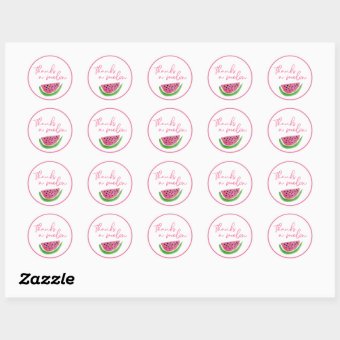 Watermelon Thanks a Melon Thank you Classic Round Sticker | Zazzle