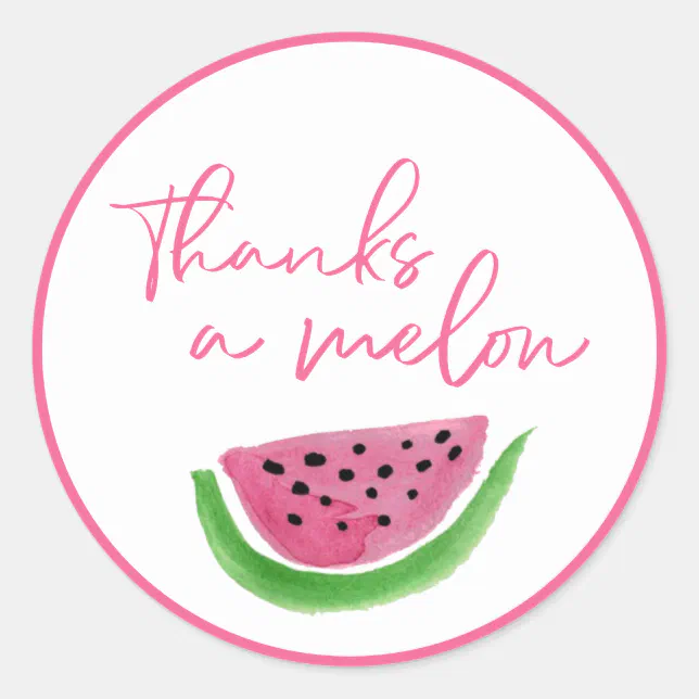 Watermelon Thanks a Melon Thank you Classic Round Sticker | Zazzle