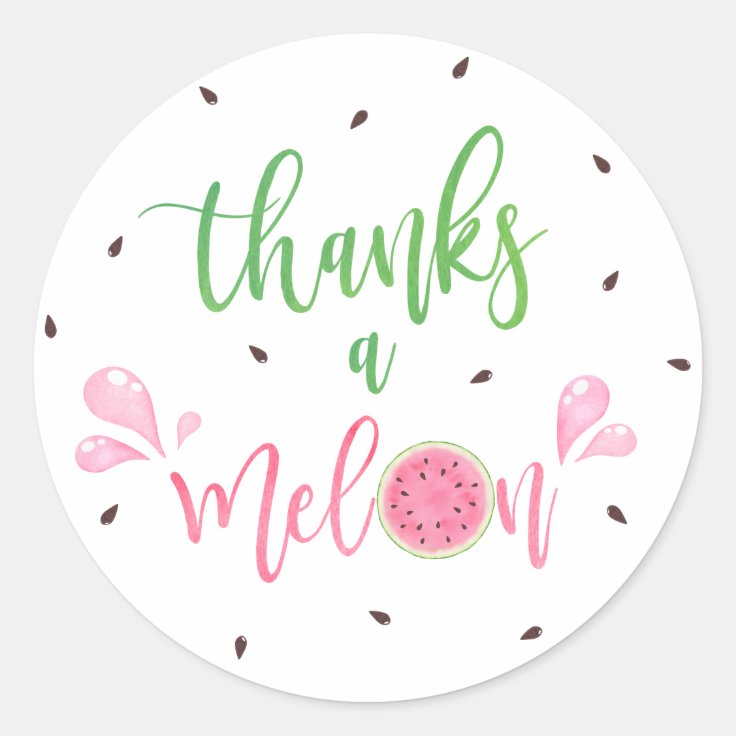 Watermelon Thanks a Melon Thank You Classic Round Sticker | Zazzle