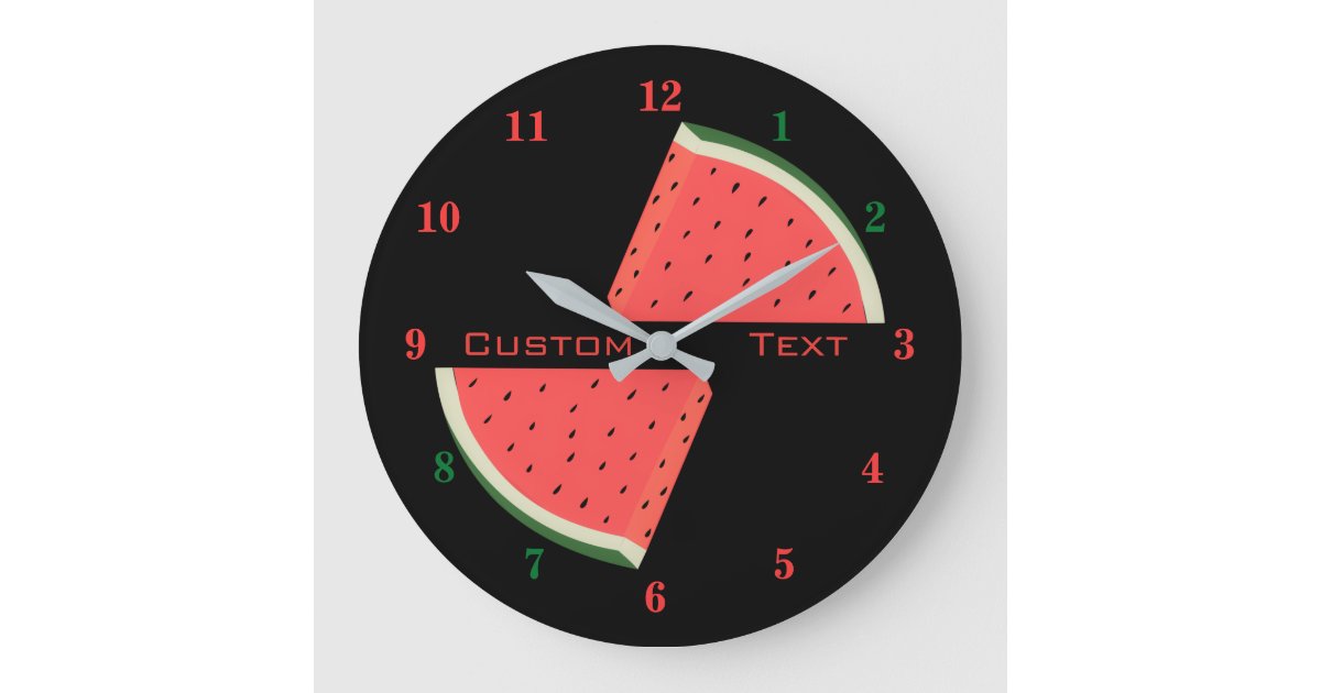 Watermelon Wall Clock with Custom Text | Zazzle