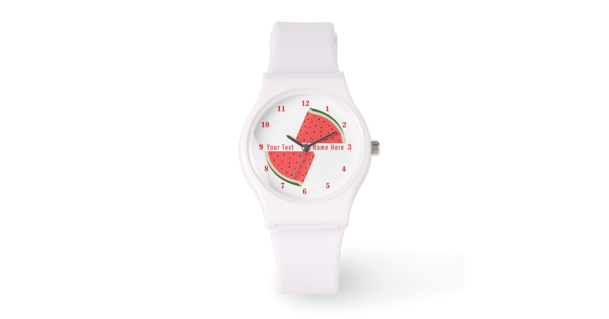 Watermelon Watch with Custom Text | Zazzle