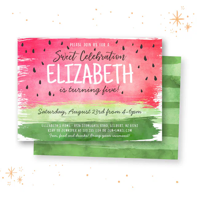 Watermelon Watercolor Birthday Invitation | Zazzle